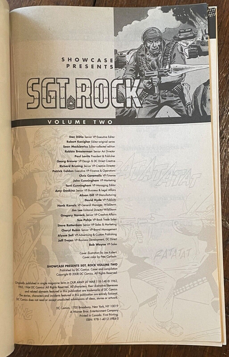 Dc Showcase Sgt Rock Vol 2 1st 2008 First Edition Dc Comics