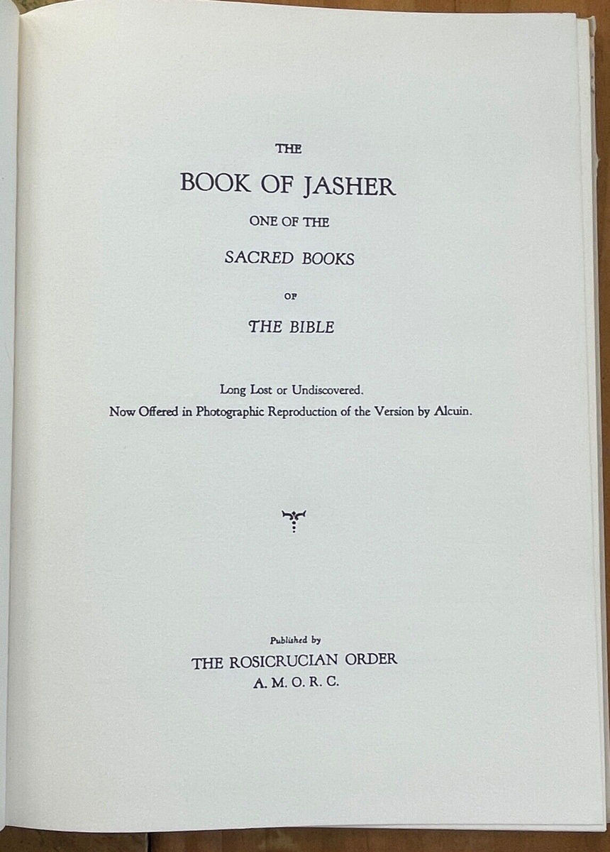 1965 BOOK OF JASHER, SACRED BOOK OF THE BIBLE - ROSICRUCIAN AMORC MAGI – Black Cat Caboodle