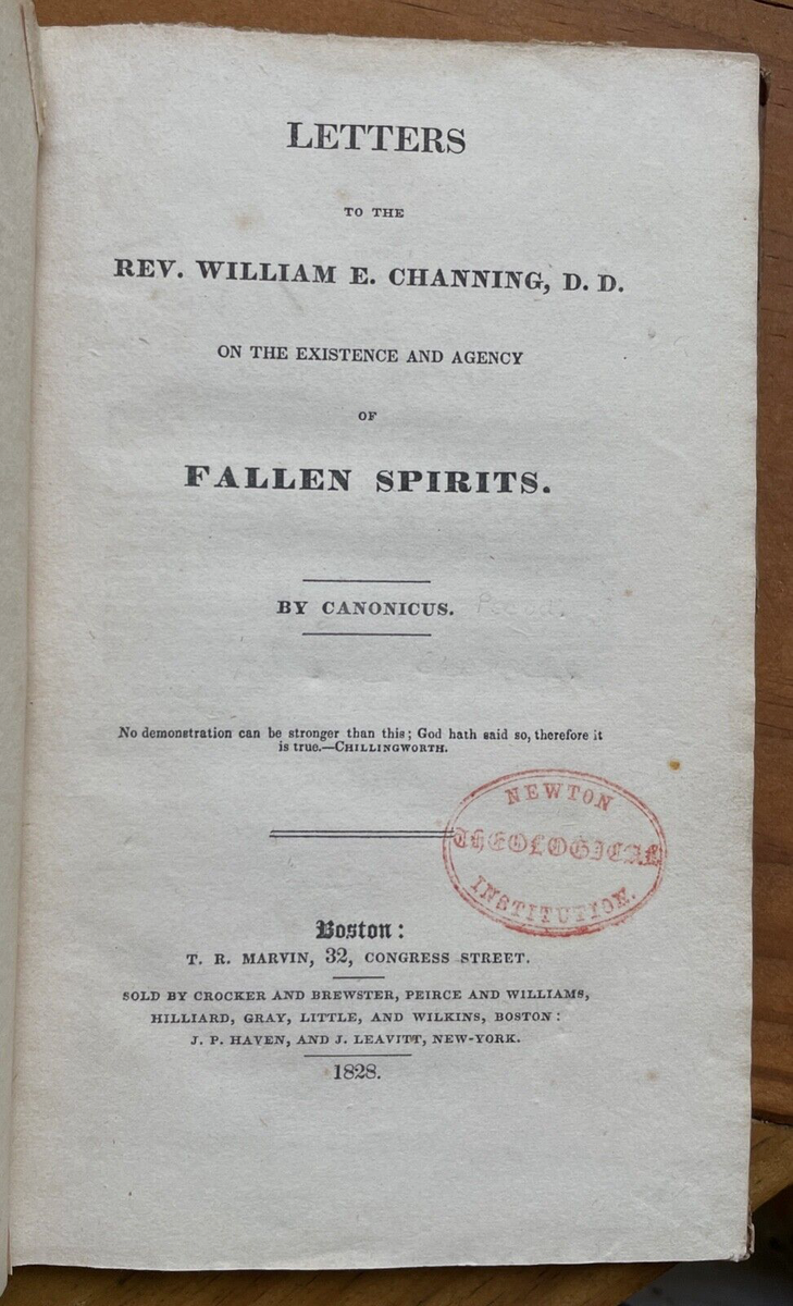 1828 - LETTERS ON THE EXISTENCE OF FALLEN SPIRITS - SATAN ANGELS DEMON ...