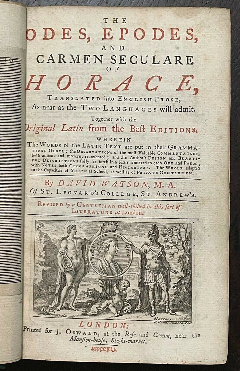ODES EPODES of HORACE - 1741 ROMAN POETRY LITERATURE ILLUSTRATED w/ AD ...
