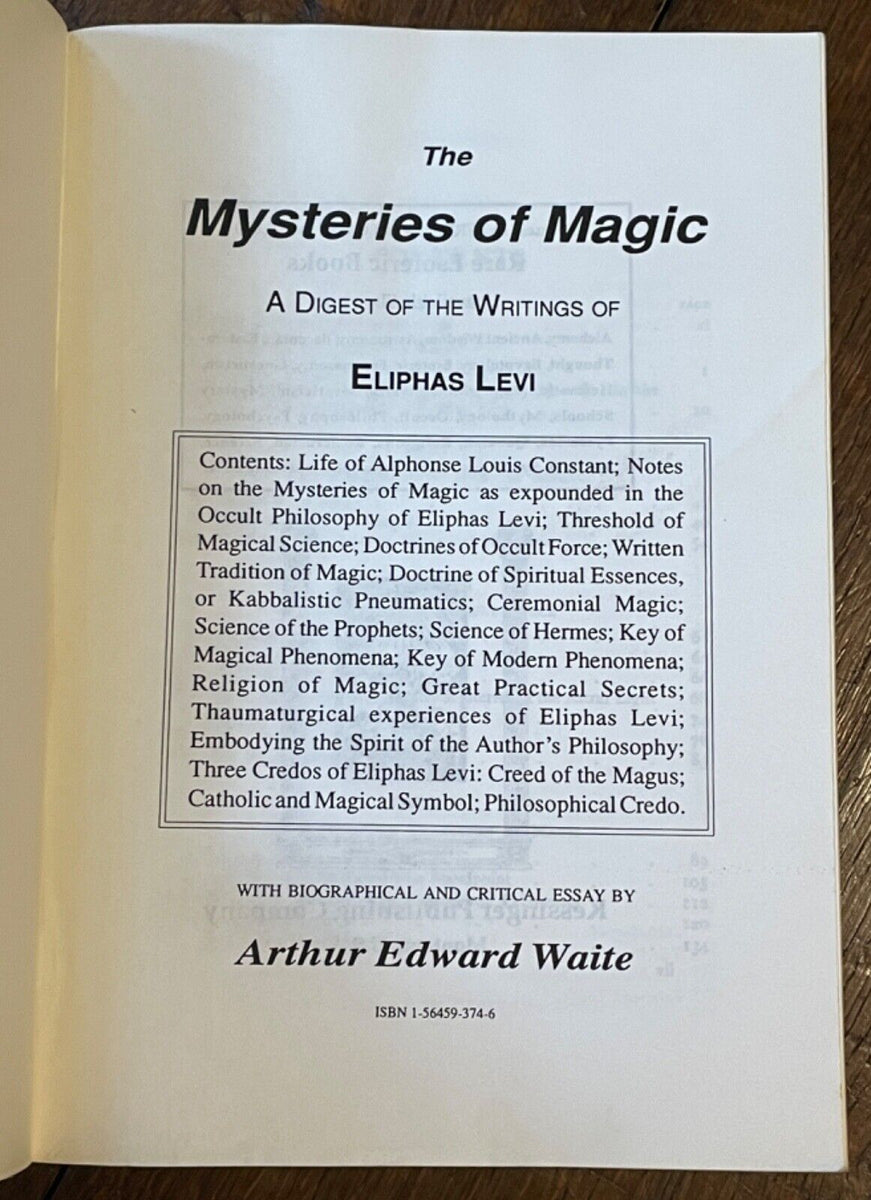 MYSTERIES OF MAGIC - Eliphas Levi/AE Waite - CEREMONIAL MAGICK KABBALI ...