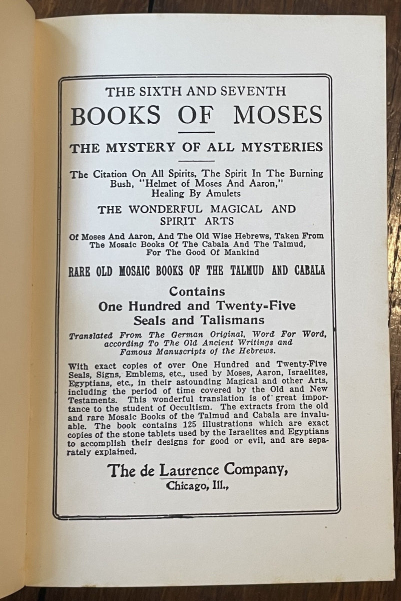6th AND 7th BOOKS OF MOSES, OR MOSES' MAGICAL SPIRIT ART - 1950s MAGIC ...