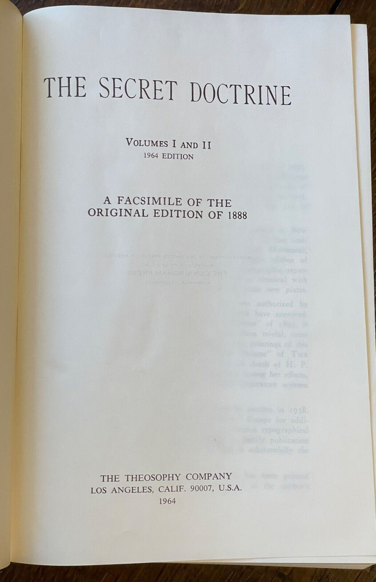 THE SECRET DOCTRINE - H.P. Blavatsky, 1964 - 2 Vols in 1 - THEOSOPHY ...