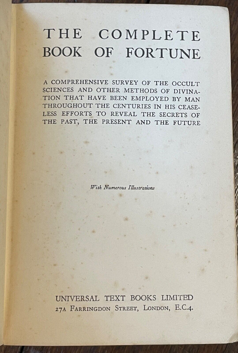 COMPLETE BOOK OF FORTUNE - 1st 1936 DIVINATION, PROPHECY, OCCULT, OMEN ...