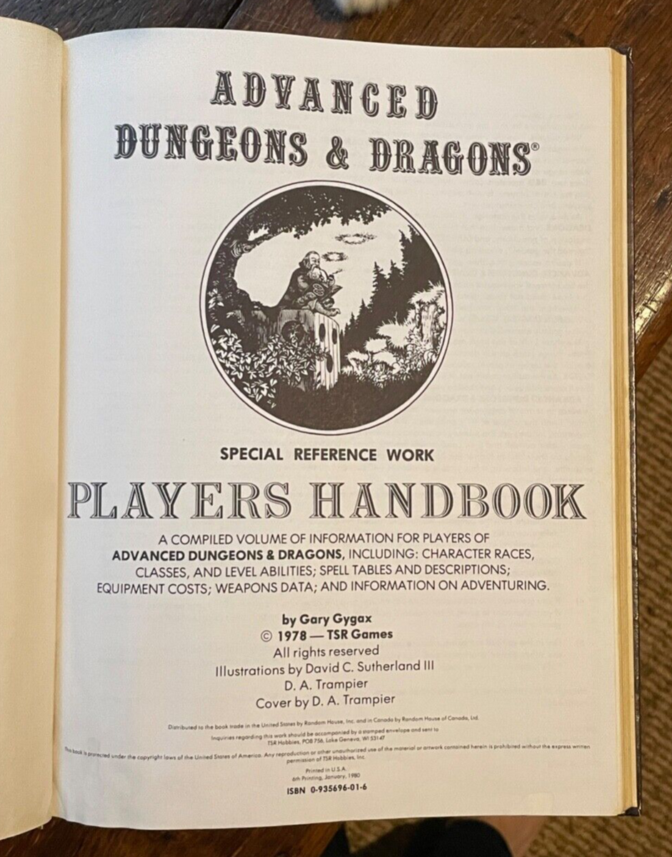 AD&D PLAYERS HANDBOOK - Gygax, 1980 - ADVANCED DUNGEONS AND DRAGONS #2 ...