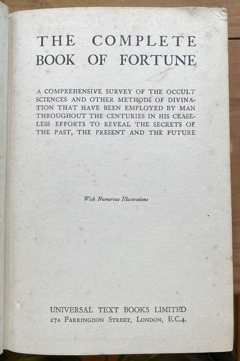 COMPLETE BOOK OF FORTUNE - 1st 1936 DIVINATION, PROPHECY, OCCULT, OMEN ...