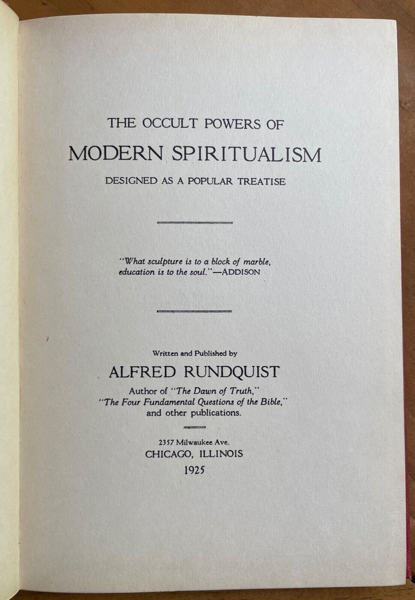 OCCULT POWERS OF MODERN SPIRITUALISM - Rundquist, 1st 1925 PSYCHIC SUP ...