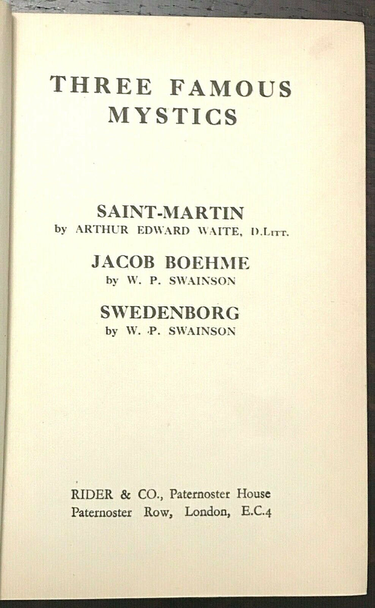 THREE FAMOUS MYSTICS - Waite, 1st 1939 - MYSTICISM OCCULT HEAVEN HELL ...