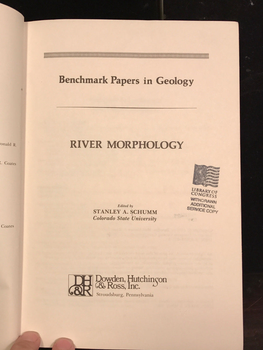 RIVER MORPHOLOGY Stanley Schumm 1st/1st 1972 Ex Library of Congress, I ...