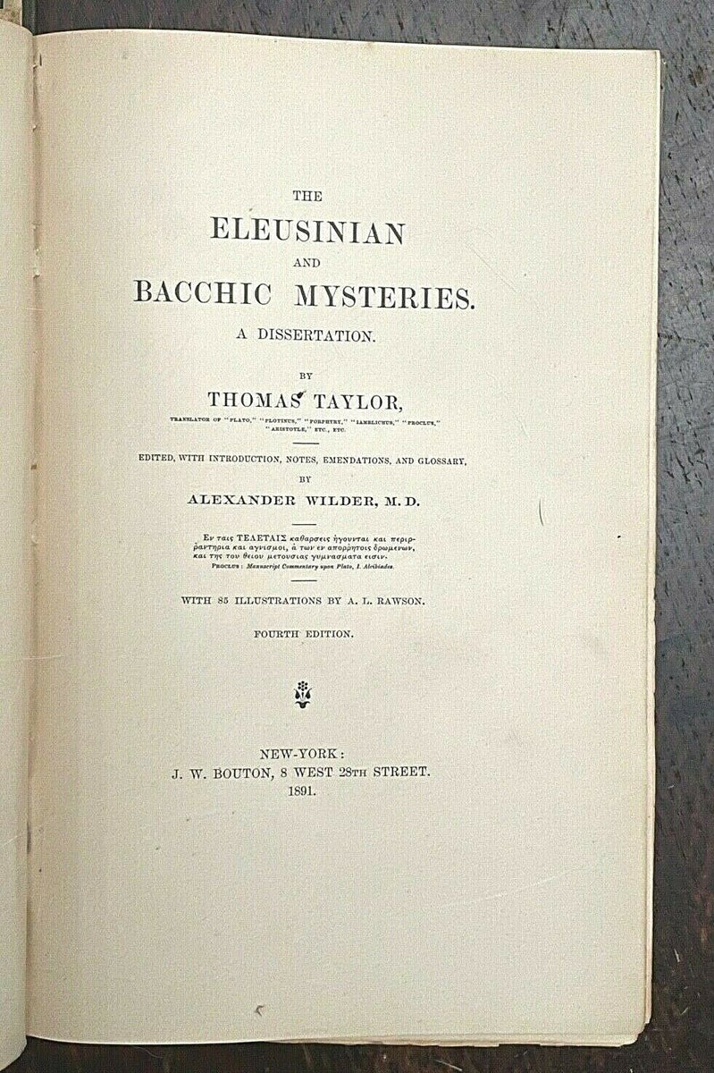 ELEUSINIAN AND BACCHIC MYSTERIES -1891 - GREEK MYTHOLOGY RELIGION CULT ...