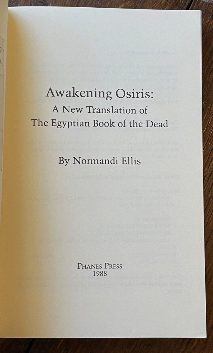 AWAKENING OSIRIS: EGYPTIAN BOOK OF THE DEAD - 1st 1988 - ANCIENT MAGIC ...