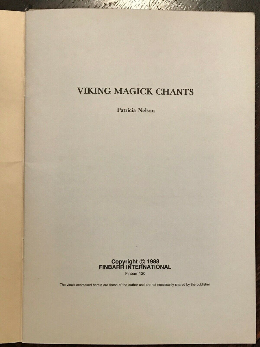 VIKING MAGICK CHANTS - Nelson (Finbarr) - 1st Ed, 1988 - GRIMOIRE MAGI ...