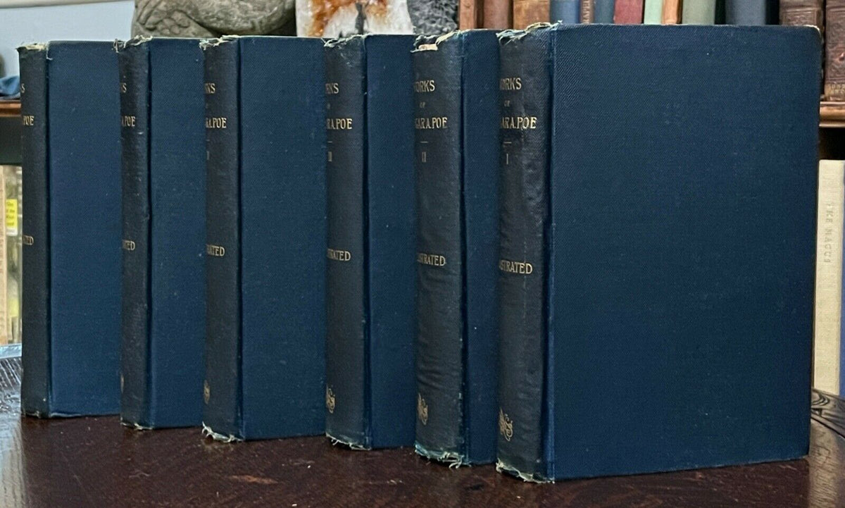 WORKS OF EDGAR ALLAN POE, Complete Vols 1-6 - Stoddard, 1884 GOTHIC HO ...