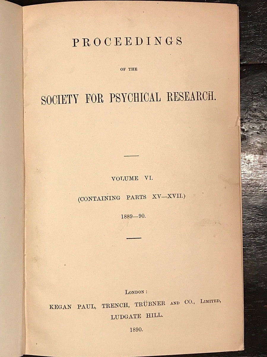 1889-1890 - SOCIETY FOR PSYCHICAL RESEARCH - OCCULT SPIRITUALISM GHOST ...