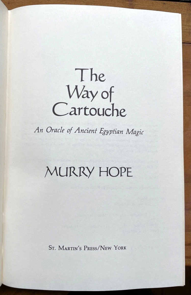 WAY OF THE CARTOUCHE - Murry Hope, 1st 1985 - ANCIENT EGYPT ORACLE DIV ...