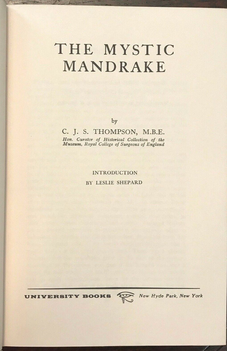 MYSTIC MANDRAKE - C.J.S. Thompson, 1st 1968 - MAGICAL PLANTS OCCULT LE ...