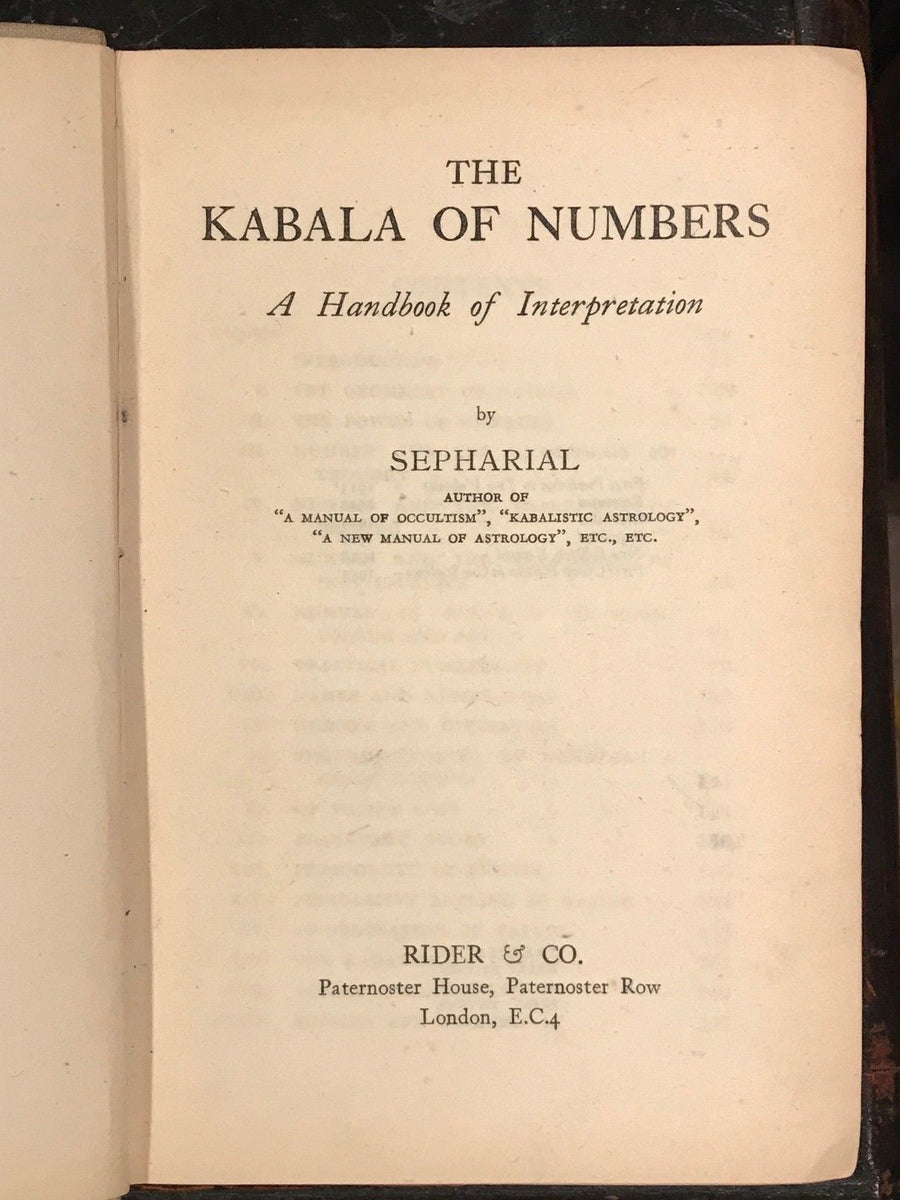SEPHARIAL - THE KABALA OF NUMBERS - 1933 - KABALISTIC NUMEROLOGY DIVIN ...