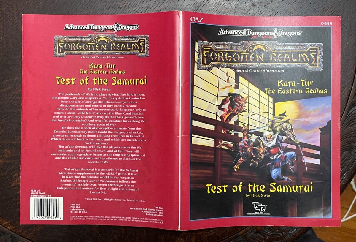AD&D FORGOTTEN REALMS KARA - TUR TEST OF THE SAMURAI - Swan, 1st 1989 ...