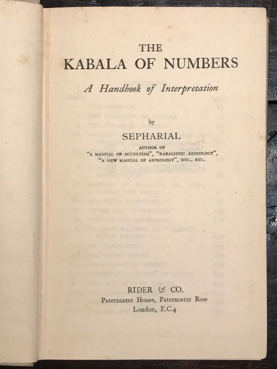 SEPHARIAL - THE KABALA OF NUMBERS - 1933 - KABALISTIC NUMEROLOGY DIVIN ...