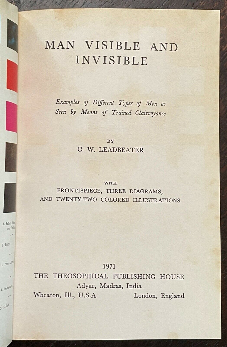MAN VISIBLE AND INVISIBLE - Leadbeater, 1971 - PSYCHIC AURA COLOR IDEN ...