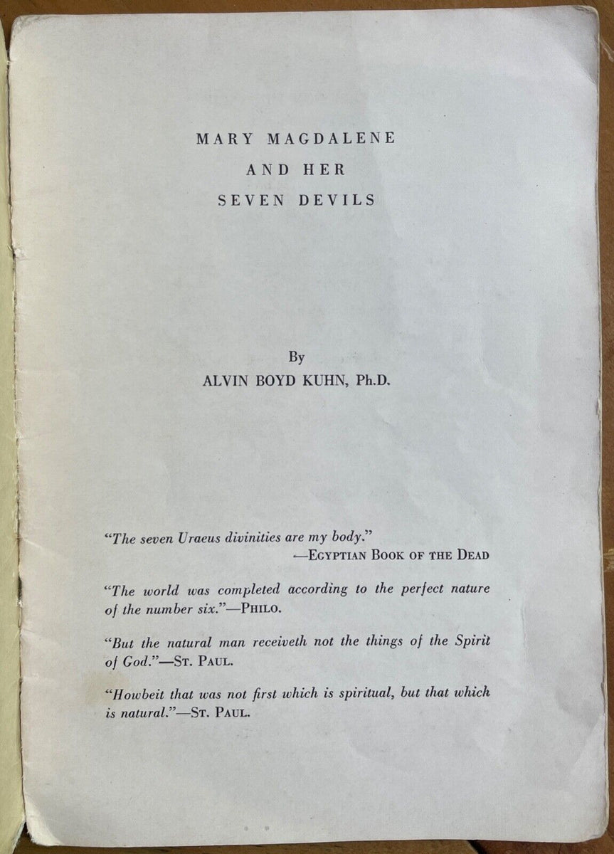MARY MAGDALENE & HER SEVEN DEVILS - Kuhn, 1st 1948 - THEOSOPHY BIBLE S ...