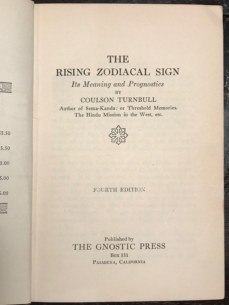 RISING ZODIACAL SIGN: MEANING & PROGNOSTICS - Coulson Turnbull - 4th E ...