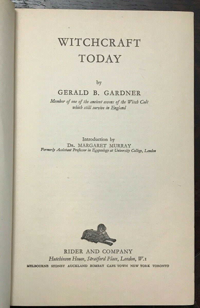 WITCHCRAFT TODAY - Gerald B. Gardner, First Ed, 1954 - WITCHCRAFT WICC ...