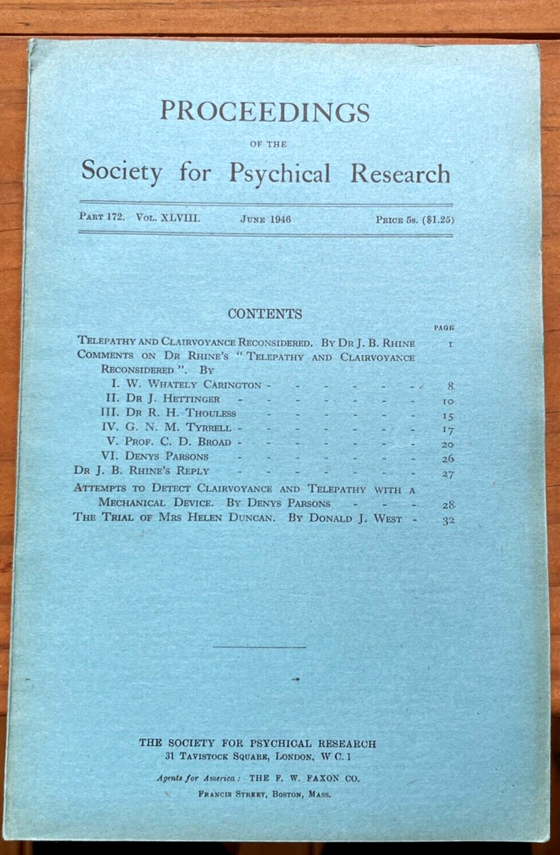 1945-1949 SOCIETY FOR PSYCHICAL RESEARCH - OCCULT DIVINATION ESP TELEP ...