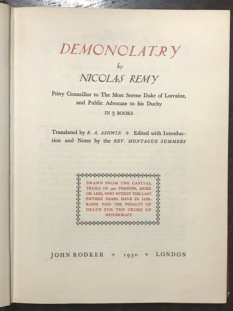 DEMONOLATRY - Nicolas Remy, 1970 - WITCHCRAFT WITCHES TRIALS SATAN OCC ...