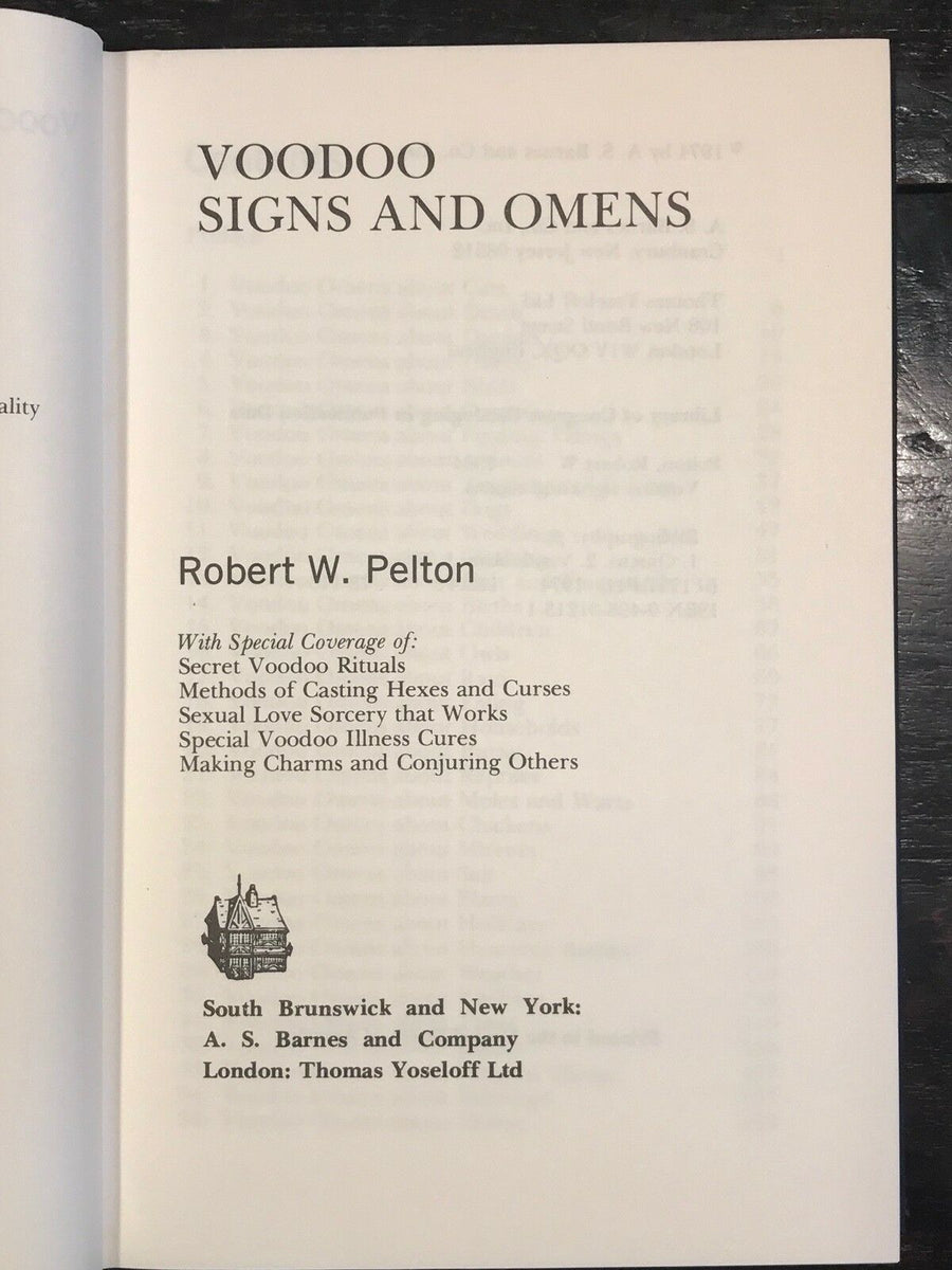 VOODOO SIGNS AND OMENS - ROBERT PELTON, 1st/1st 1974 - Witchcraft Hexe ...