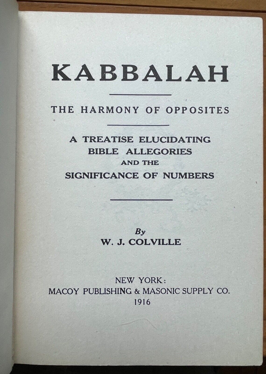 KABBALAH - Colville, 1st 1916 - KABBALISM KABBALISTIC NUMBERS ZOHAR MY ...