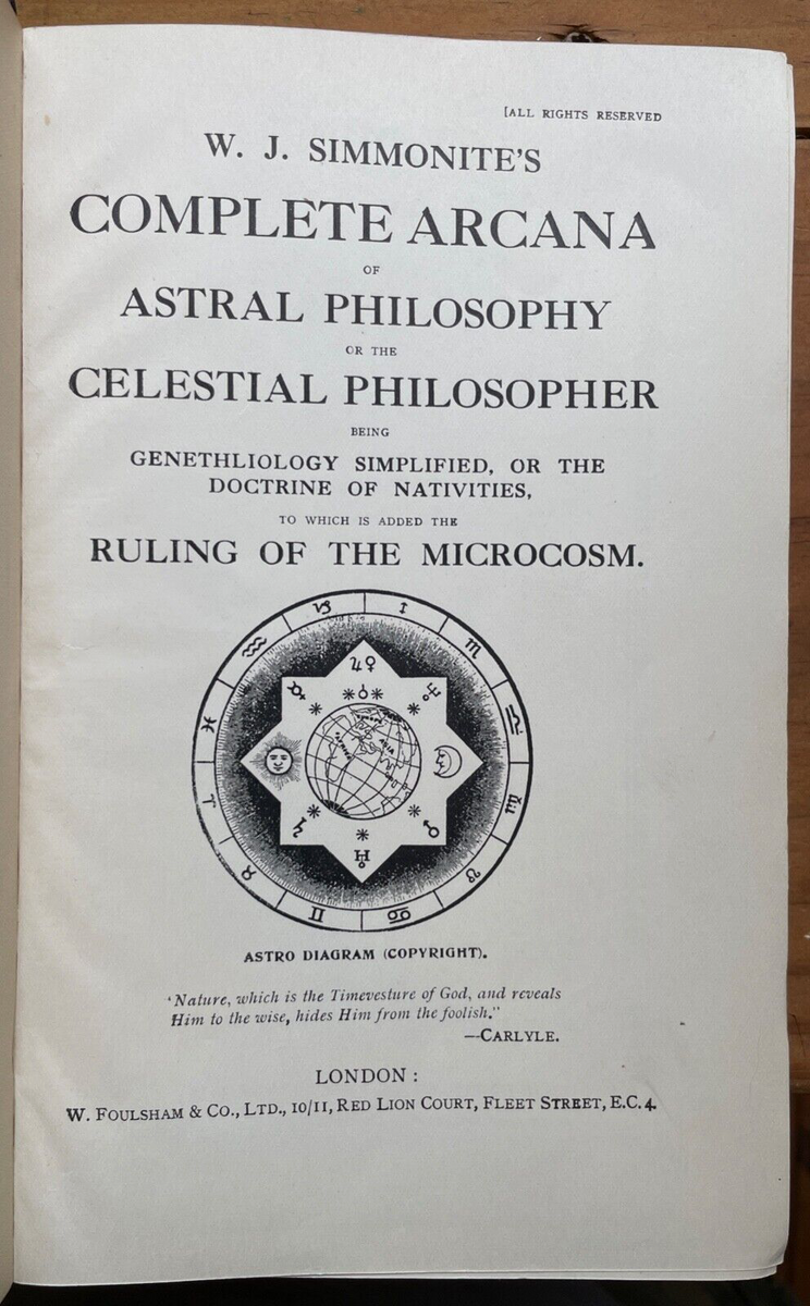 ARCANA OF ASTROLOGY - Simmonite, 1890 - ZODIAC ASTROLOGICAL DIVINATION ...