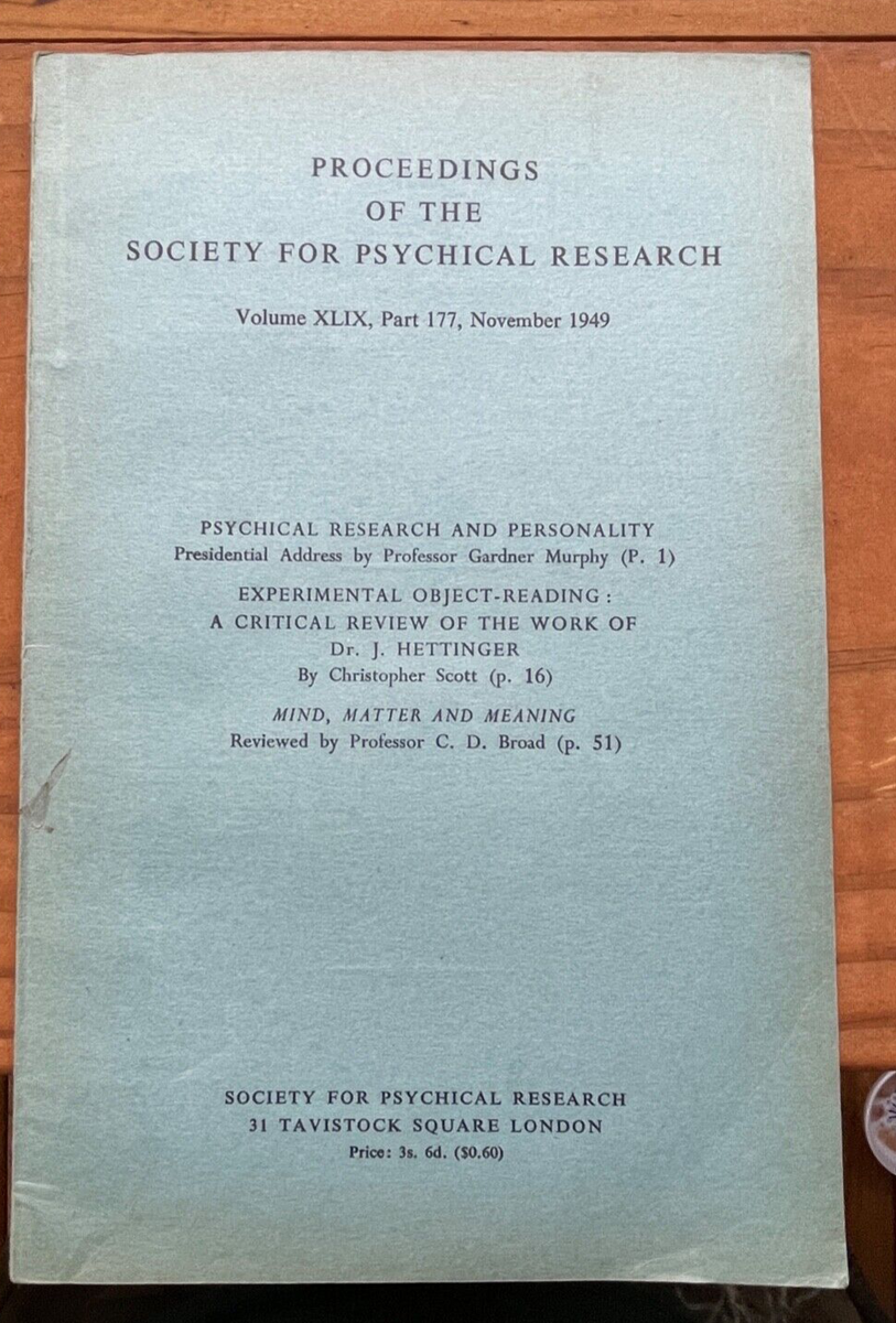 1949-51 SOCIETY FOR PSYCHICAL RESEARCH - OCCULT ESP PRECOGNITION PSYCH ...