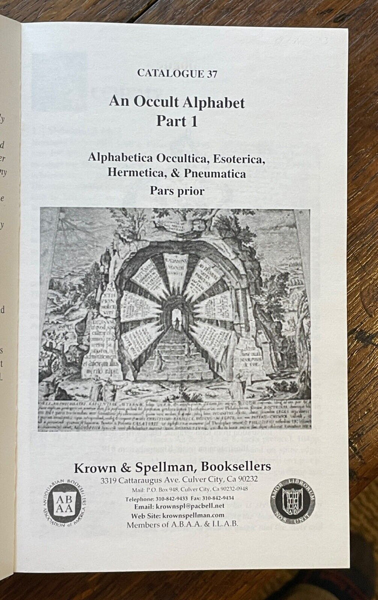 AN OCCULT ALPHABET - 2 OCCULT BOOK CATALOGUES, 2003 - ALCHEMY MAGICK H ...