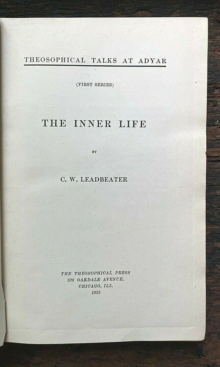 THE INNER LIFE - 1922, CW Leadbeater - THEOSOPHY ANCIENT WISDOM SPIRIT ...