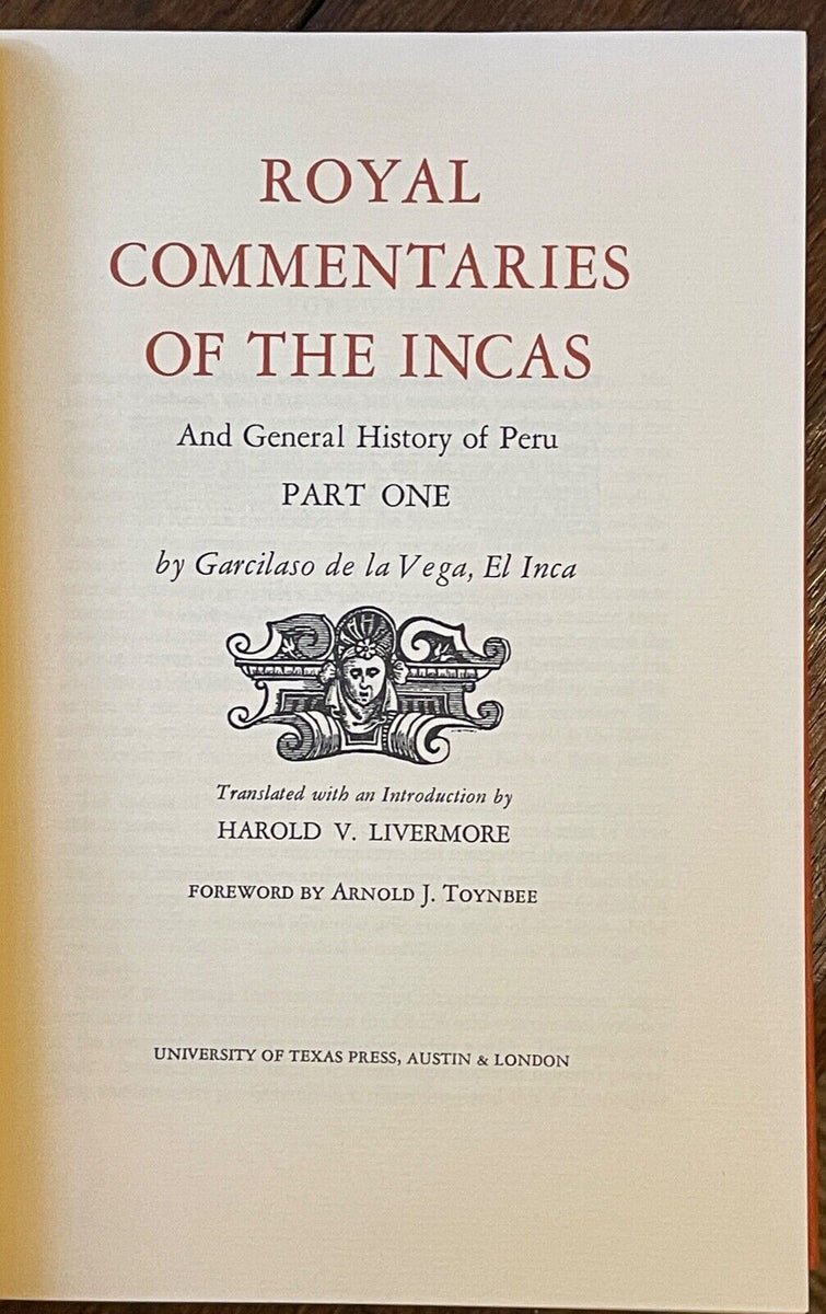 ROYAL COMMENTARIES OF THE INCAS - Vega, 1st 1966 - CONQUEST NEW WORLD ...