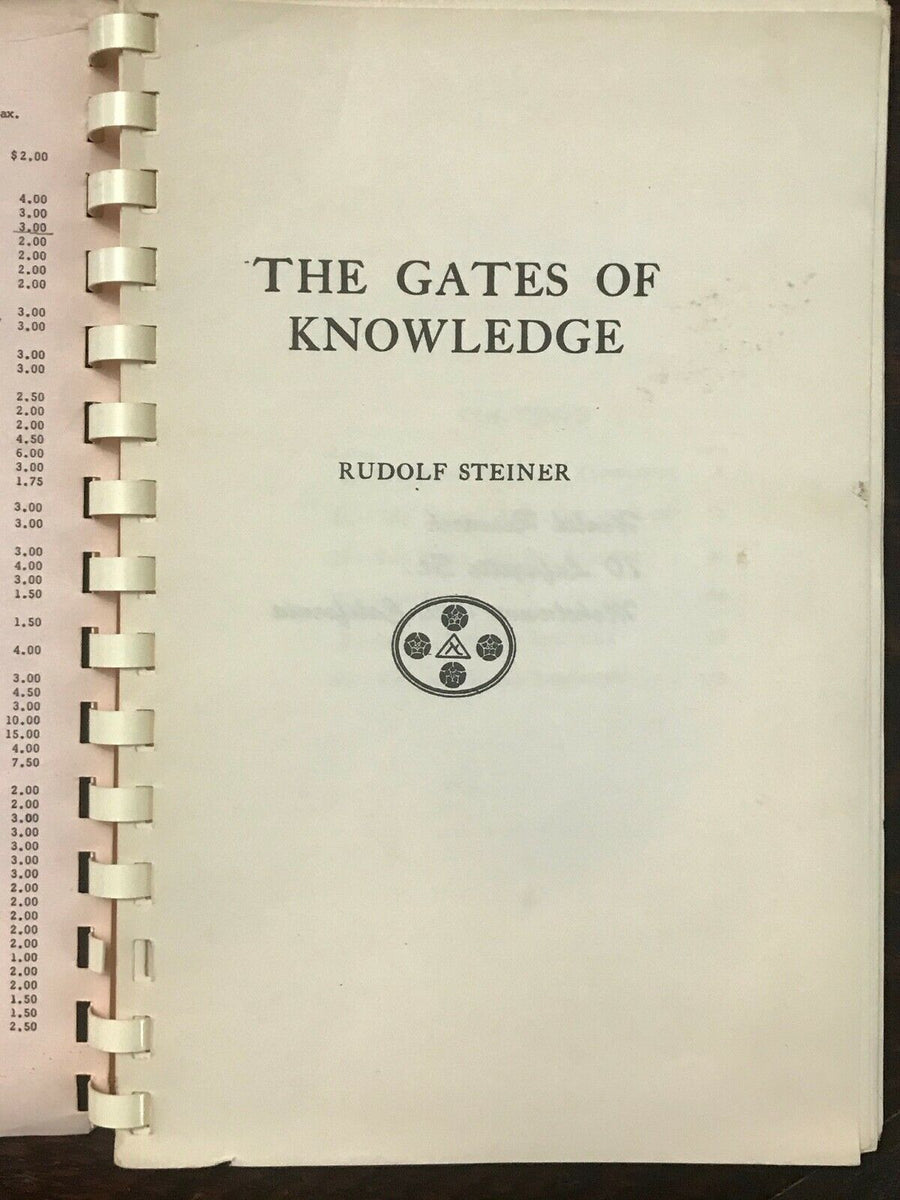 THE GATES OF KNOWLEDGE - Rudolf Steiner, 1950 - OCCULT WISDOM SPIRITUA ...