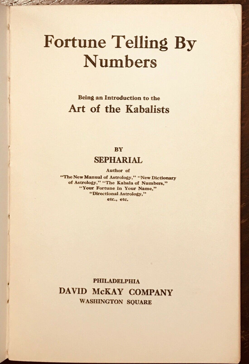FORTUNE TELLING BY NUMBERS - SEPHARIAL - Ca 1918, DIVINATION PROPHECY ...