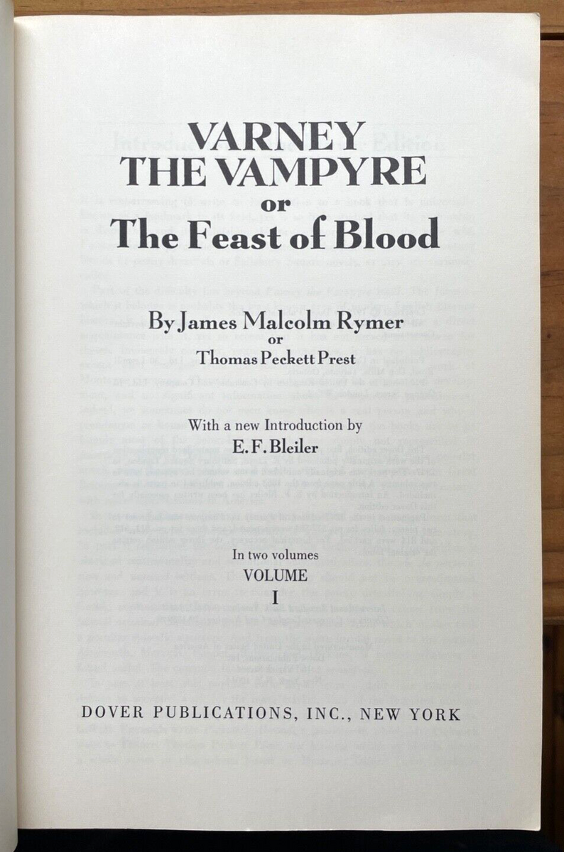 VARNEY THE VAMPYRE - Rymer / Prest - 2 Vols, 1972 - VAMPIRE GOTHIC LIT ...