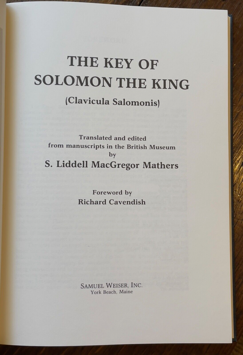 KEY OF SOLOMON THE KING (CLAVICULA SALOMONIS) - Mathers, 1991 - SPELLS ...