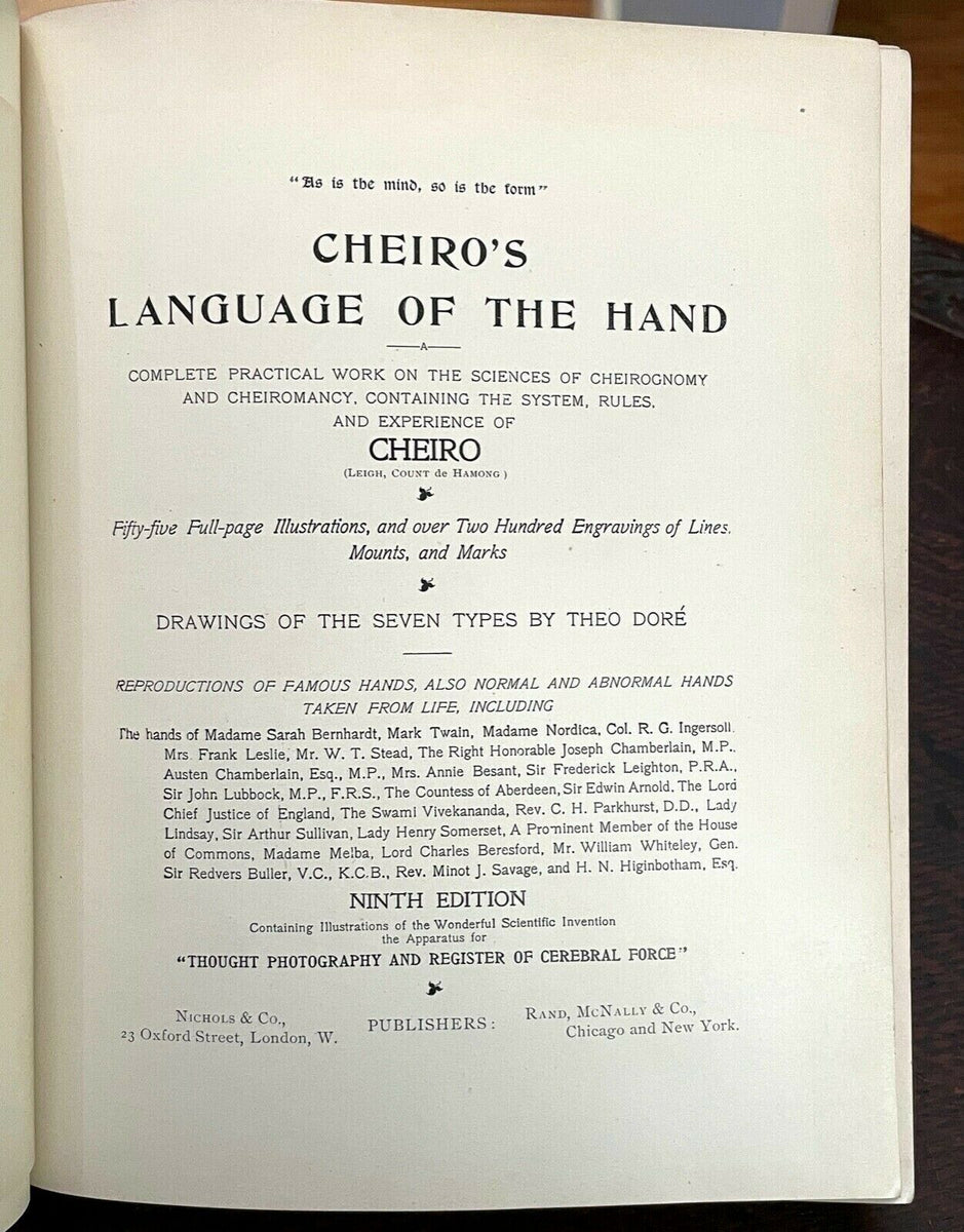 CHEIRO'S LANGUAGE OF THE HAND - PALMISTRY PALM READING DIVINATION OCCU ...