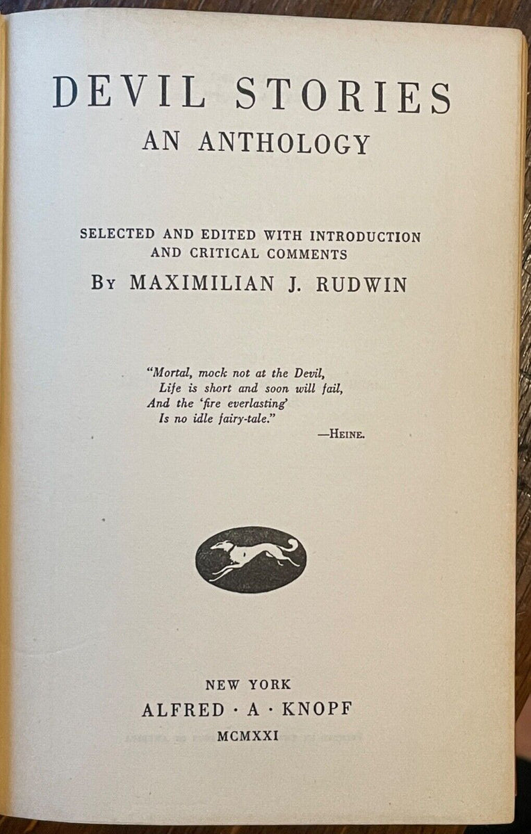 DEVIL STORIES - Maximilian Rudwin, 1st 1921 DEMONS SATAN SHORT STORIES ...