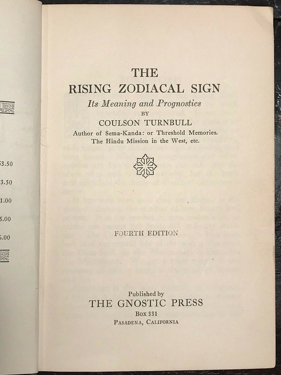 RISING ZODIACAL SIGN: MEANING & PROGNOSTICS - Turnbull, 1920s ASTROLOG ...
