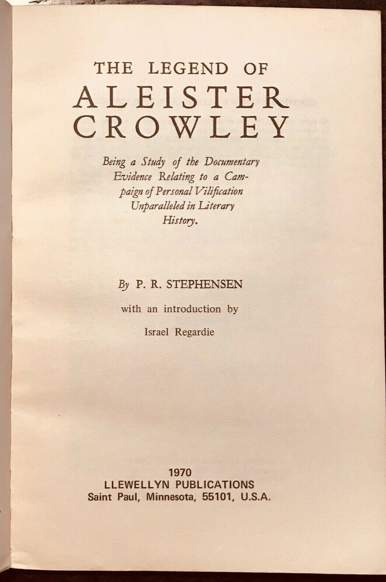 LEGEND OF ALEISTER CROWLEY - Israel Regardie, PR Stephensen - 1970 OCC ...