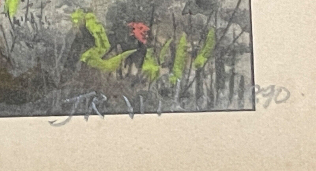 J.R. WILCOX - FLORIDA SWAMP BAYOU WATERCOLOR, 1890 - SIGNED SOUTHERN A ...